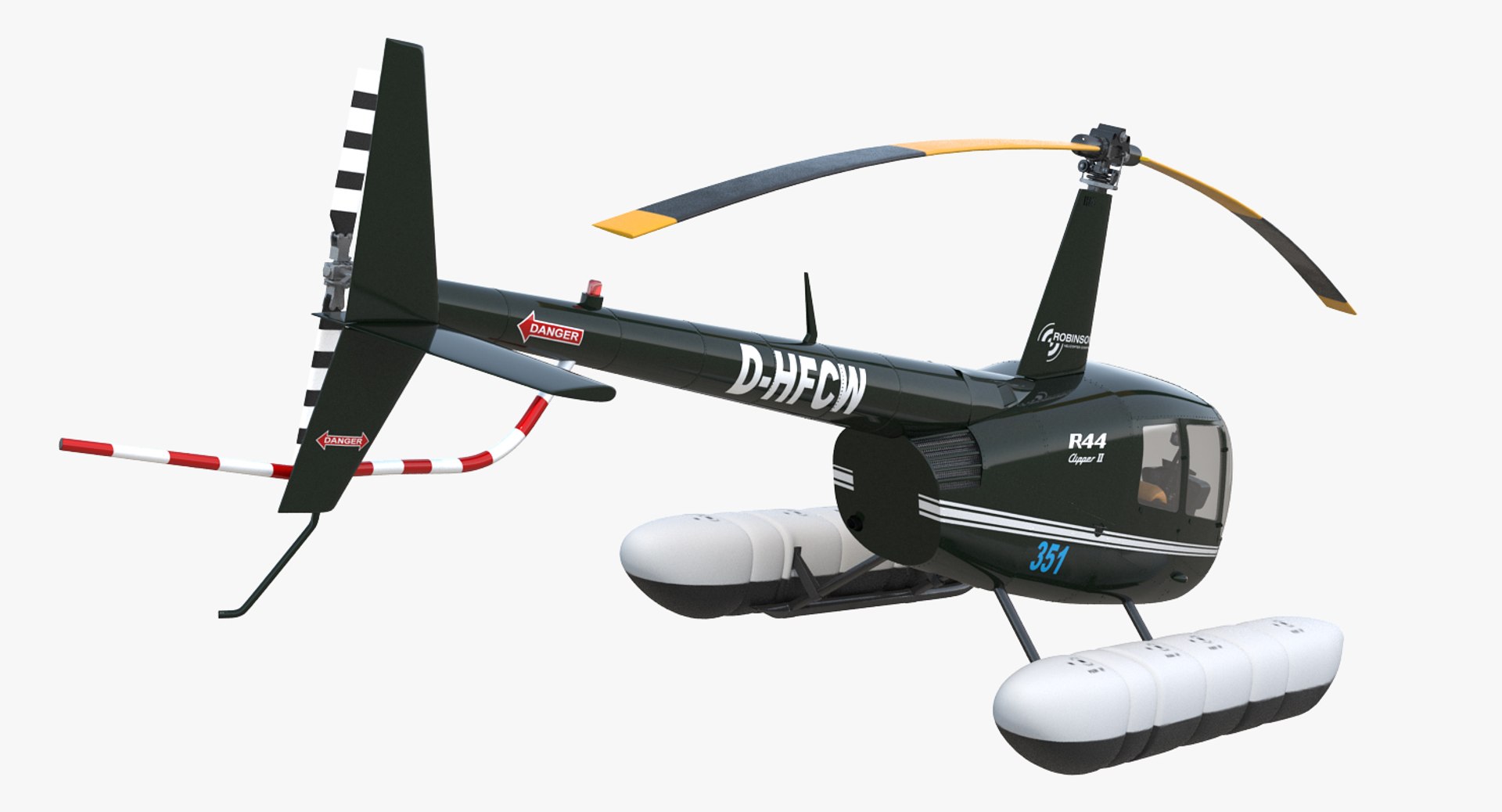 Helicopter Robinson R44 Floats 3d Model