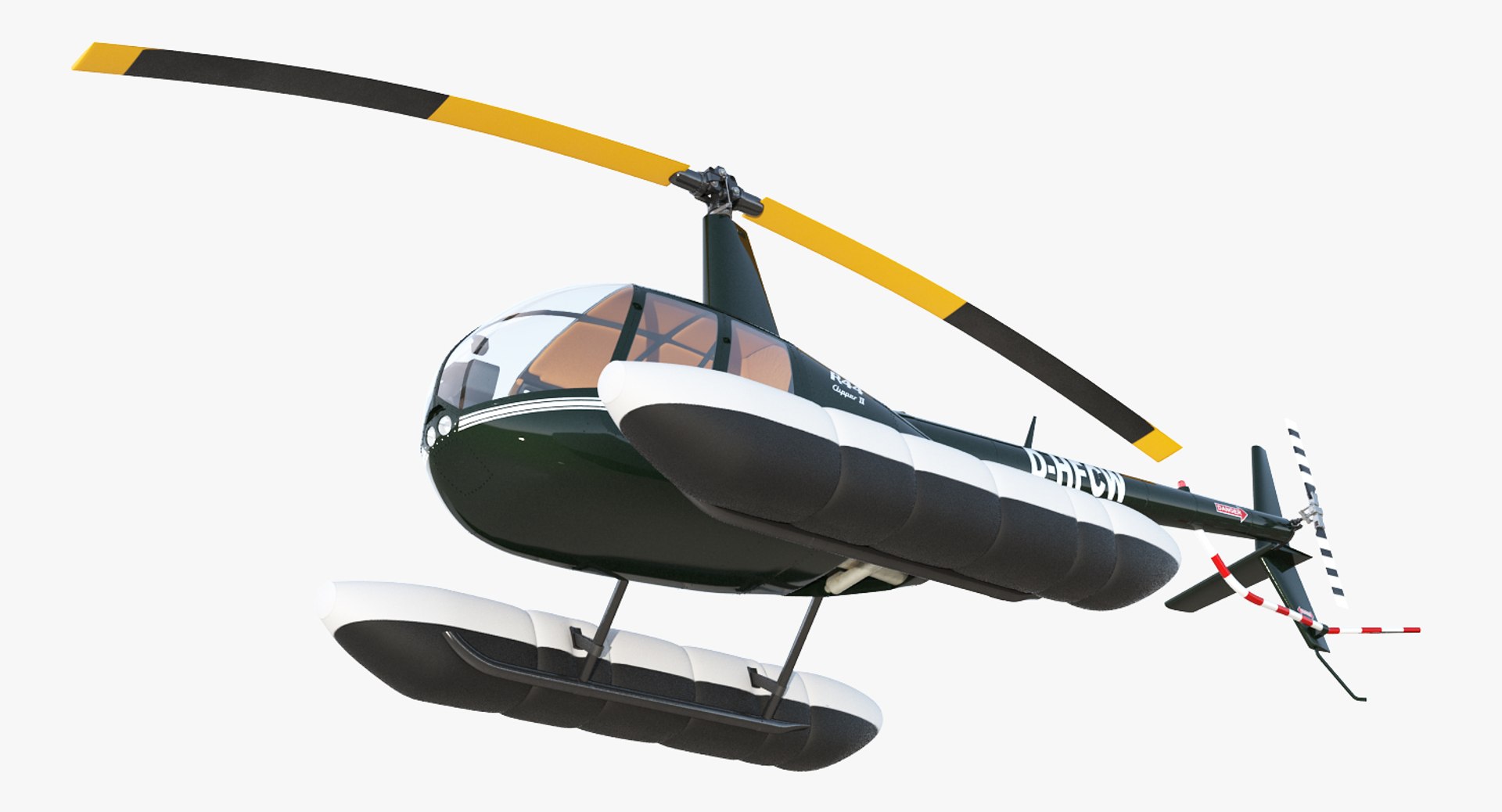 Helicopter Robinson R44 Floats 3d Model