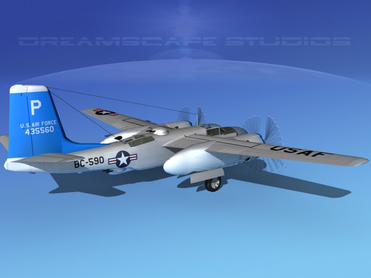 3d Douglas B-26c B-26 Bomber Model