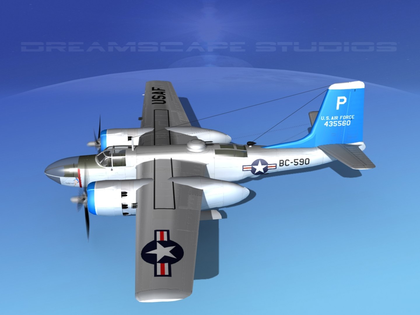 3d Douglas B-26c B-26 Bomber Model
