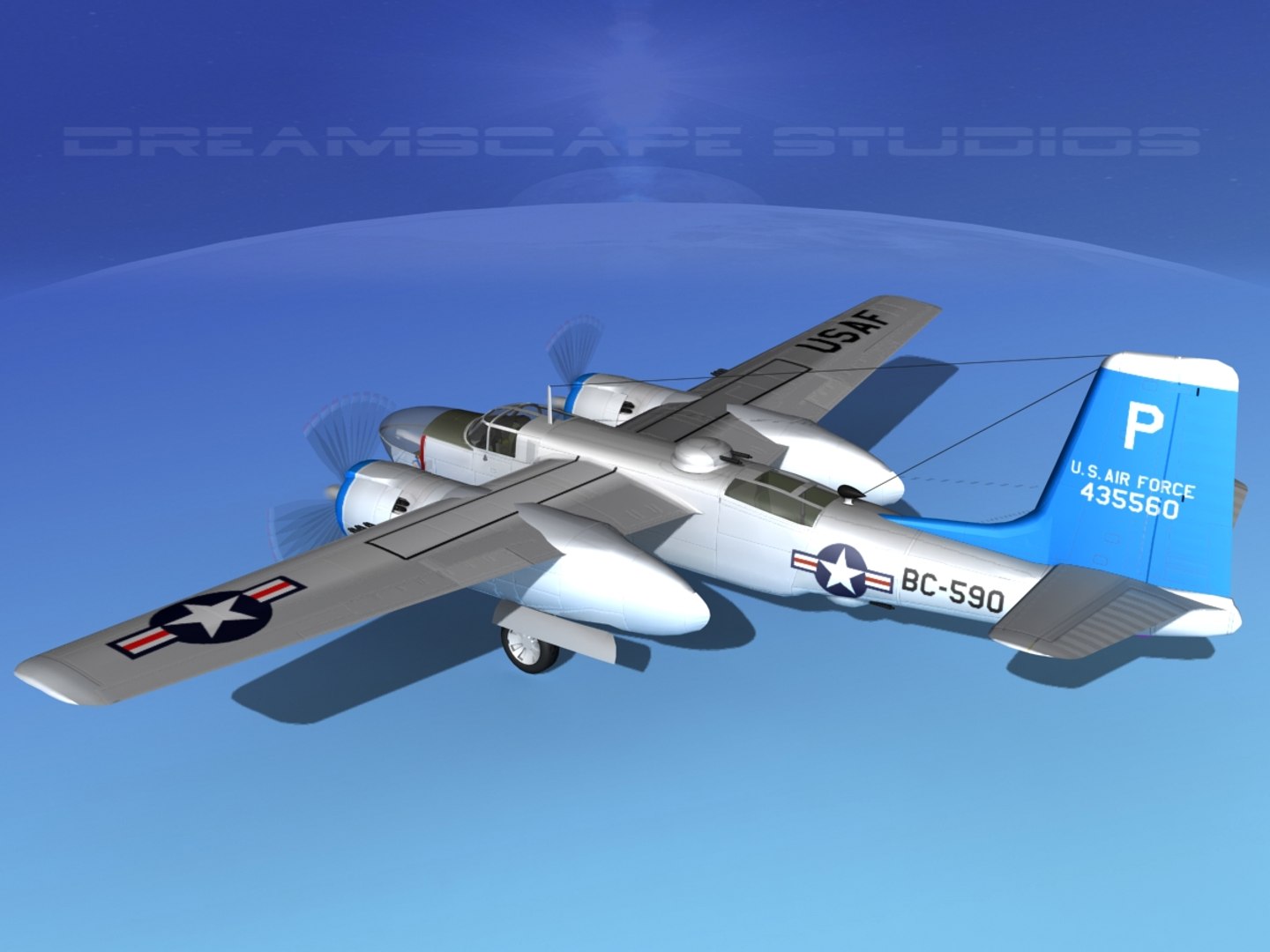 3d Douglas B-26c B-26 Bomber Model