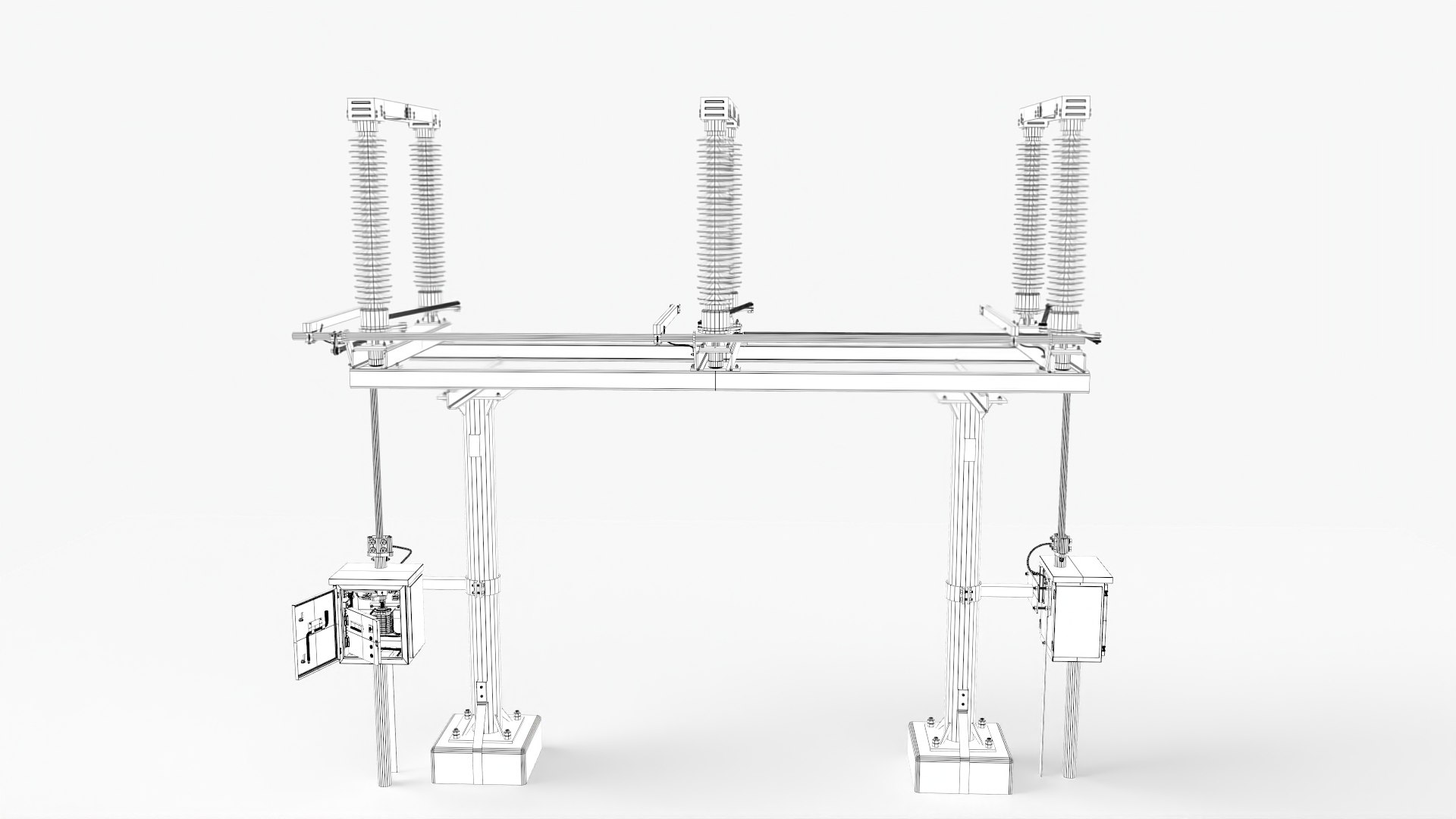 3D Substation Double Circuit Isolation Switch Knife Switch Model ...