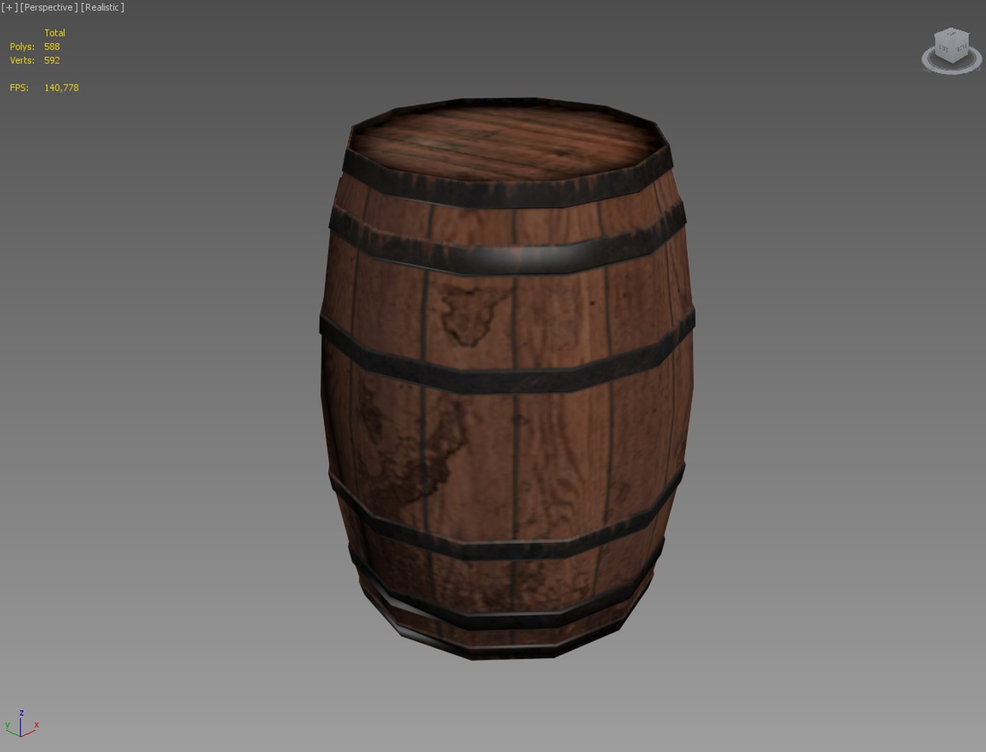 Medieval Wooden Cask 3d Model