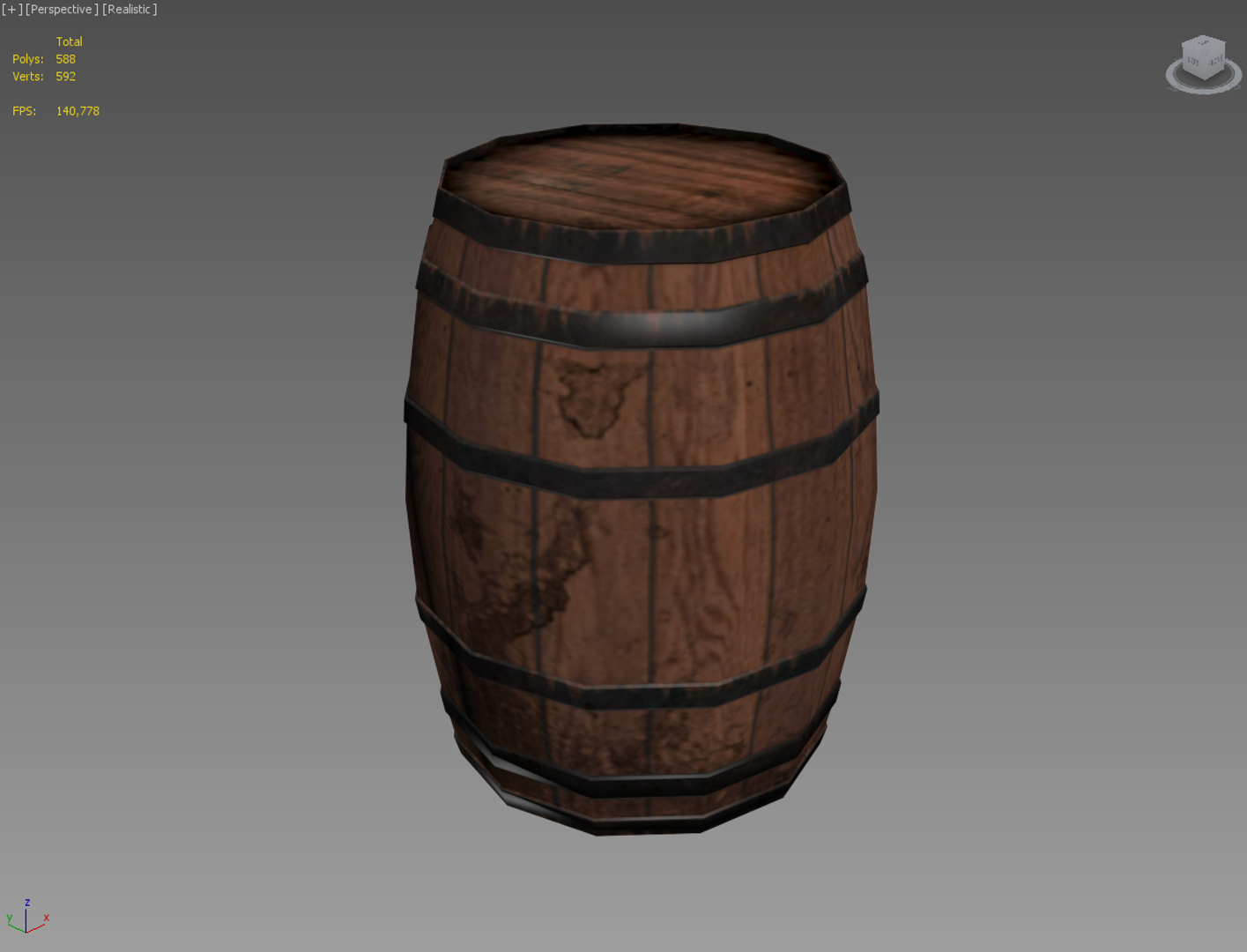 medieval wooden cask 3d model
