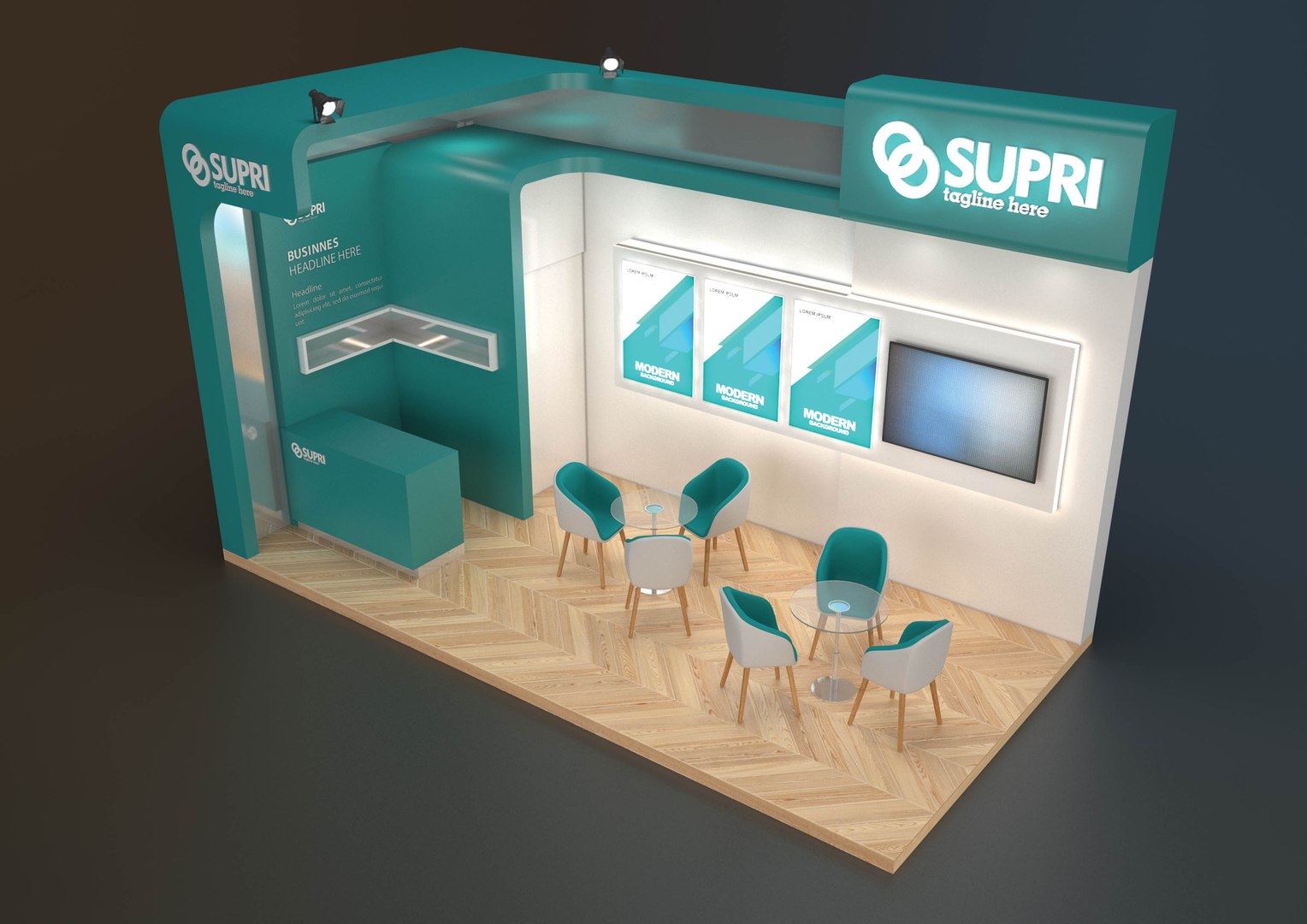 3D exhibition stand 18 sqm model - TurboSquid 1640188