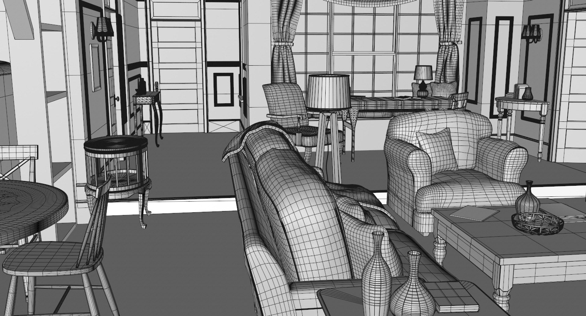 Apartment vintage room kitchen 3D model - TurboSquid 1281783