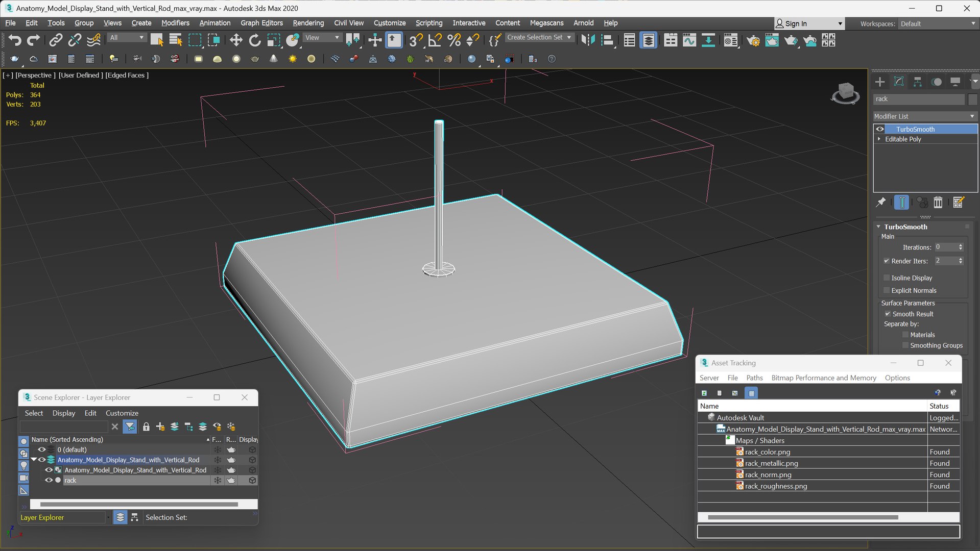 Anatomy Model Display Stand With Vertical Rod 3D - TurboSquid 2409960