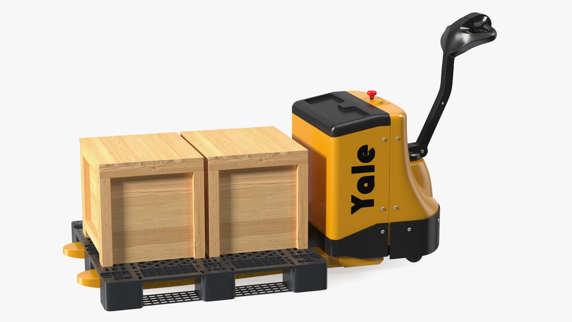 Yale Fully Powered Pallet Truck with Wooden Crates Rigged for Maya ...
