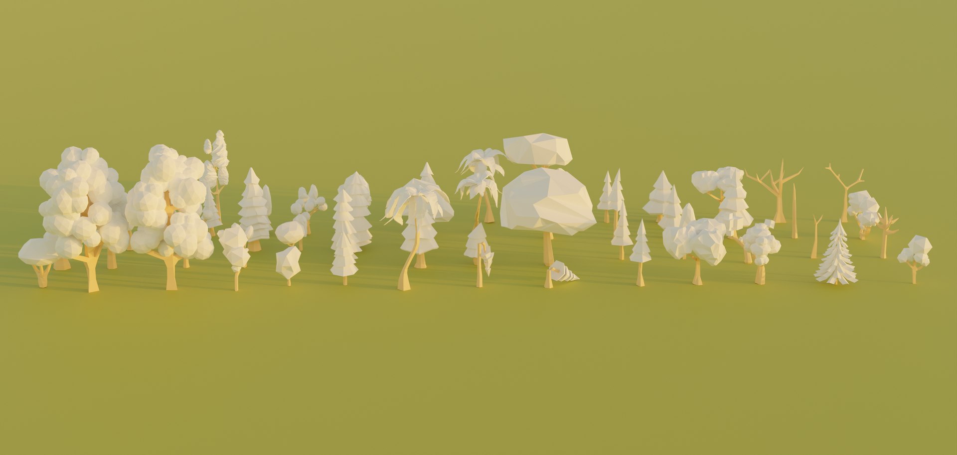 3D Pack Of 63 Low Poly Trees With 189 Variants Model - TurboSquid 2032553