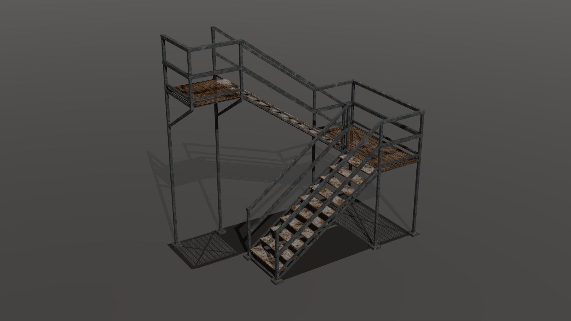 Modular Industrial Steel Catwalks And Staircases Model - TurboSquid 2237638