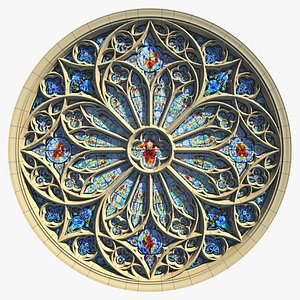 3d gothic rose window architectural model