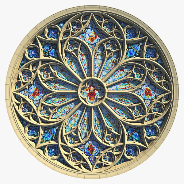 elegant gothic rose window 3d obj