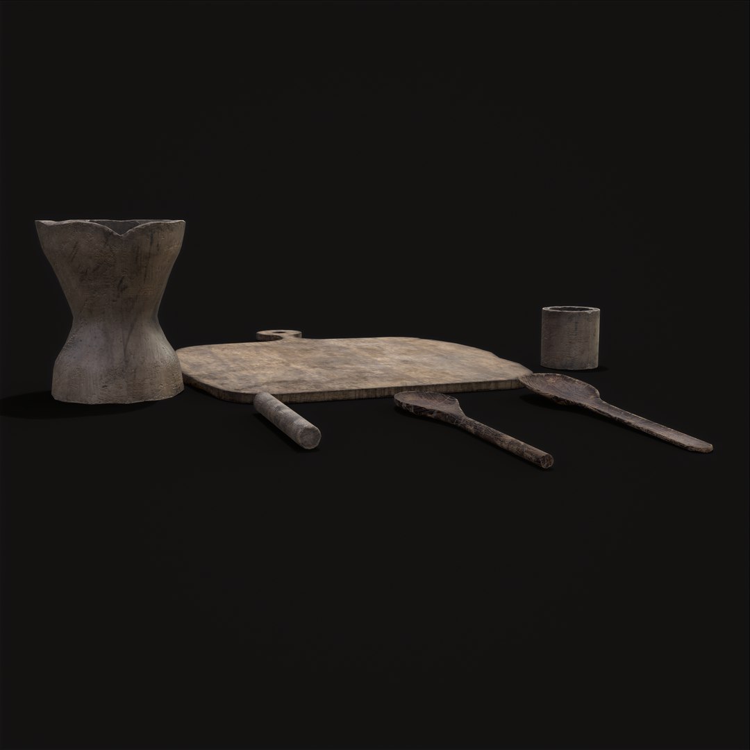 Rustic Wooden Medieval Cooking Set 3D Model - TurboSquid 1955314