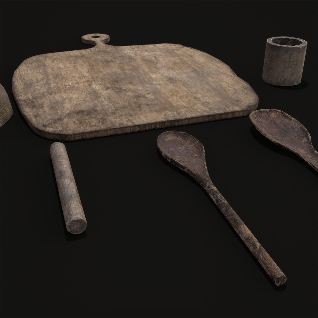 Rustic Wooden Medieval Cooking Set 3D Model - TurboSquid 1955314