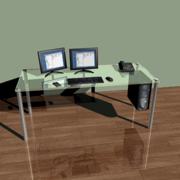 3d desk computer monitor