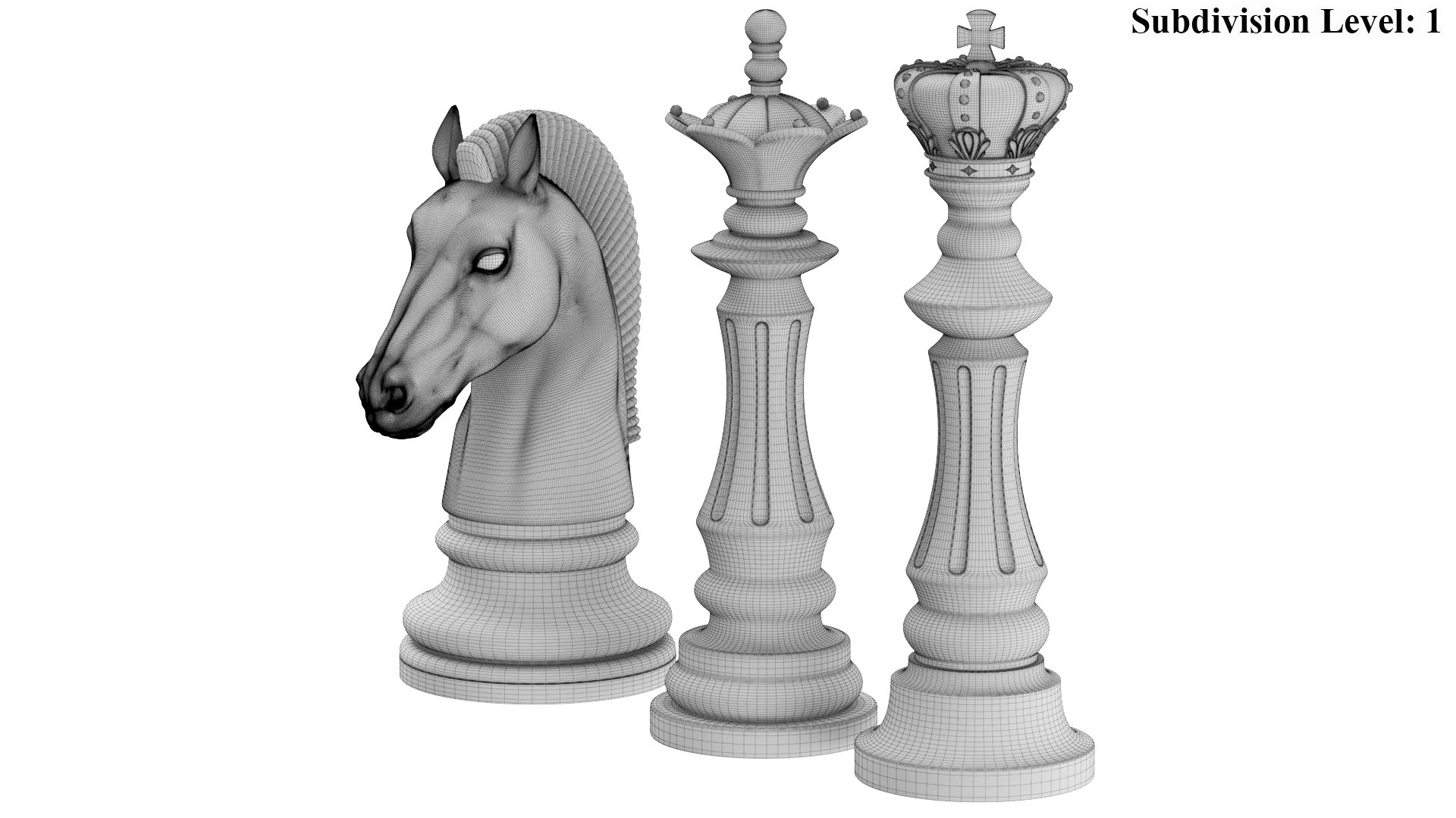 3D Detailed Three Chess Pieces - TurboSquid 2269050