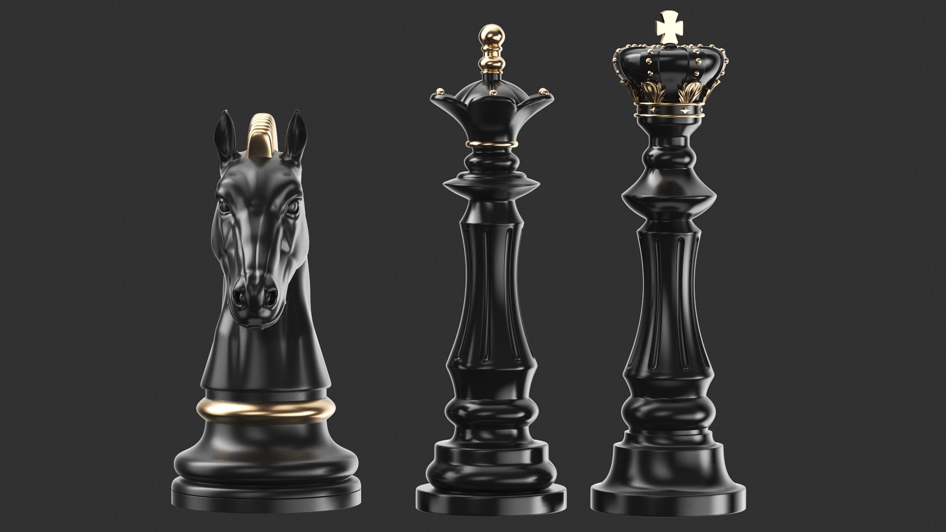 3D Detailed Three Chess Pieces - TurboSquid 2269050