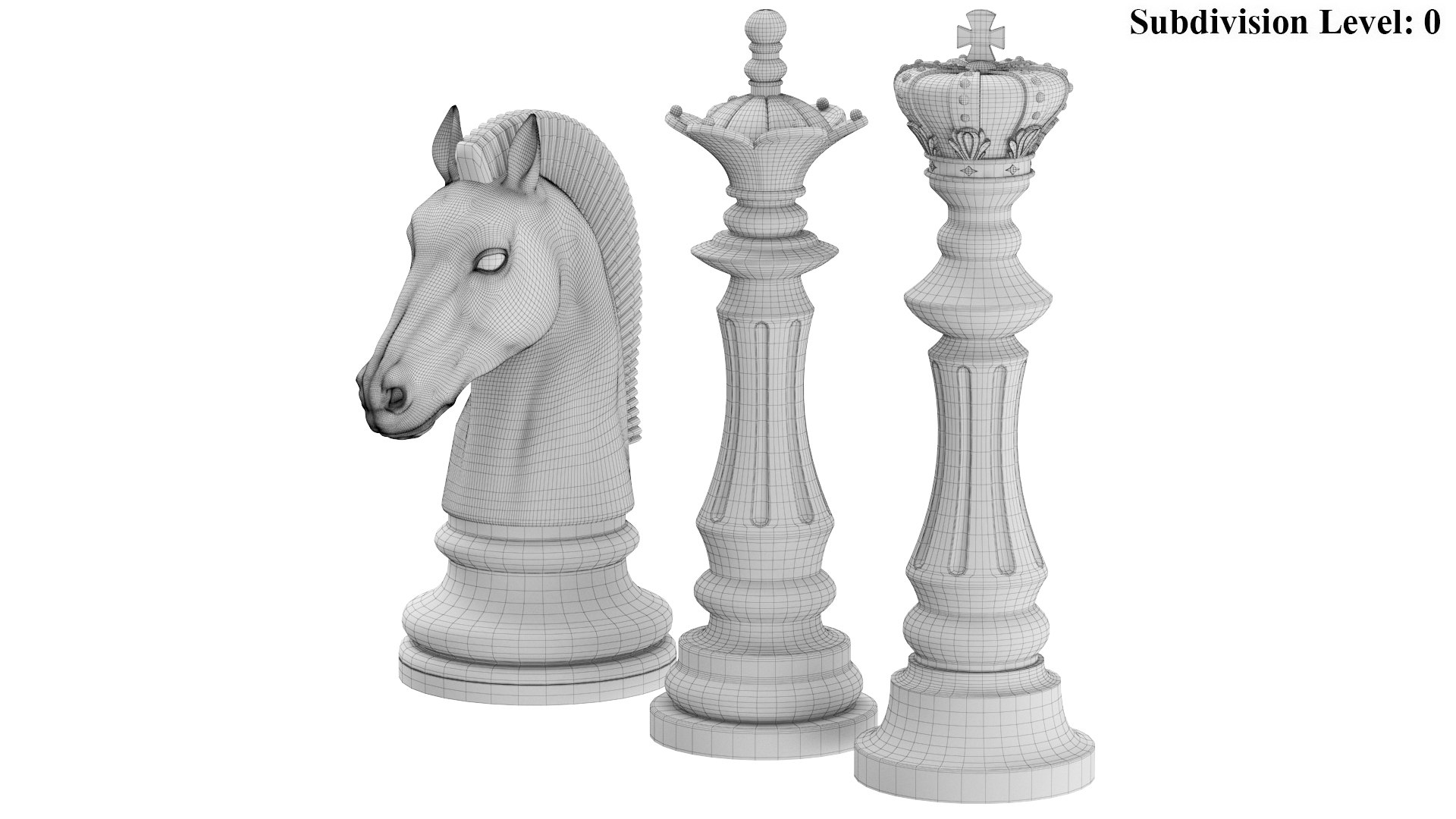 3D Detailed Three Chess Pieces - TurboSquid 2269050