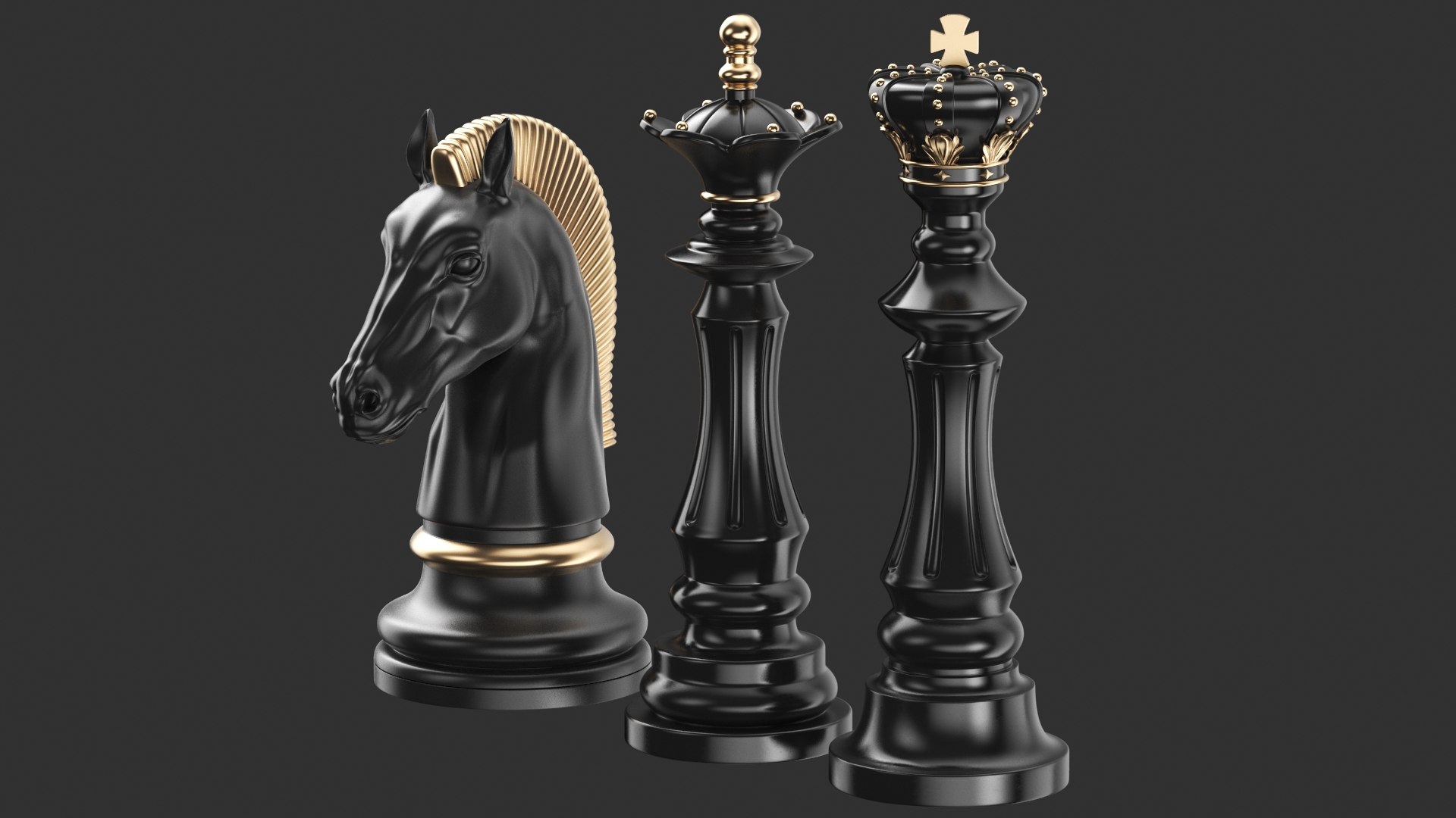 3D Detailed Three Chess Pieces - TurboSquid 2269050
