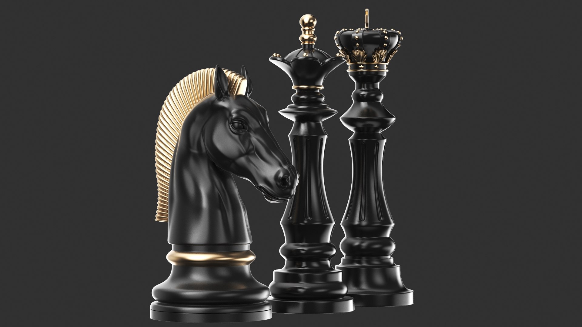 3D Detailed Three Chess Pieces - TurboSquid 2269050