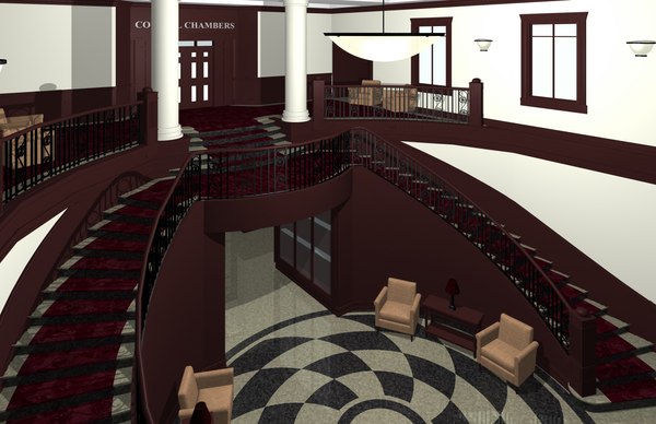 city hall lobby 3d obj