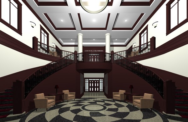 city hall lobby 3d obj
