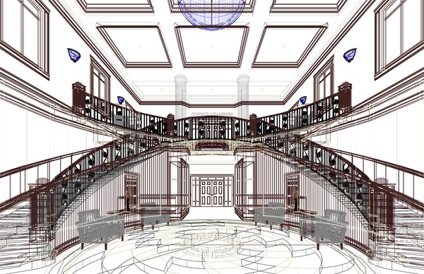 city hall lobby 3d obj