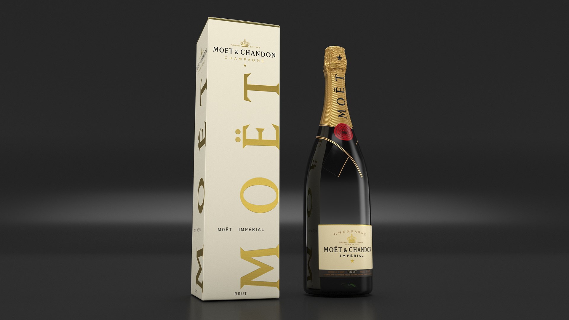 3D Model Champagne Moet And Chandon Brut Imperial With Box - TurboSquid ...