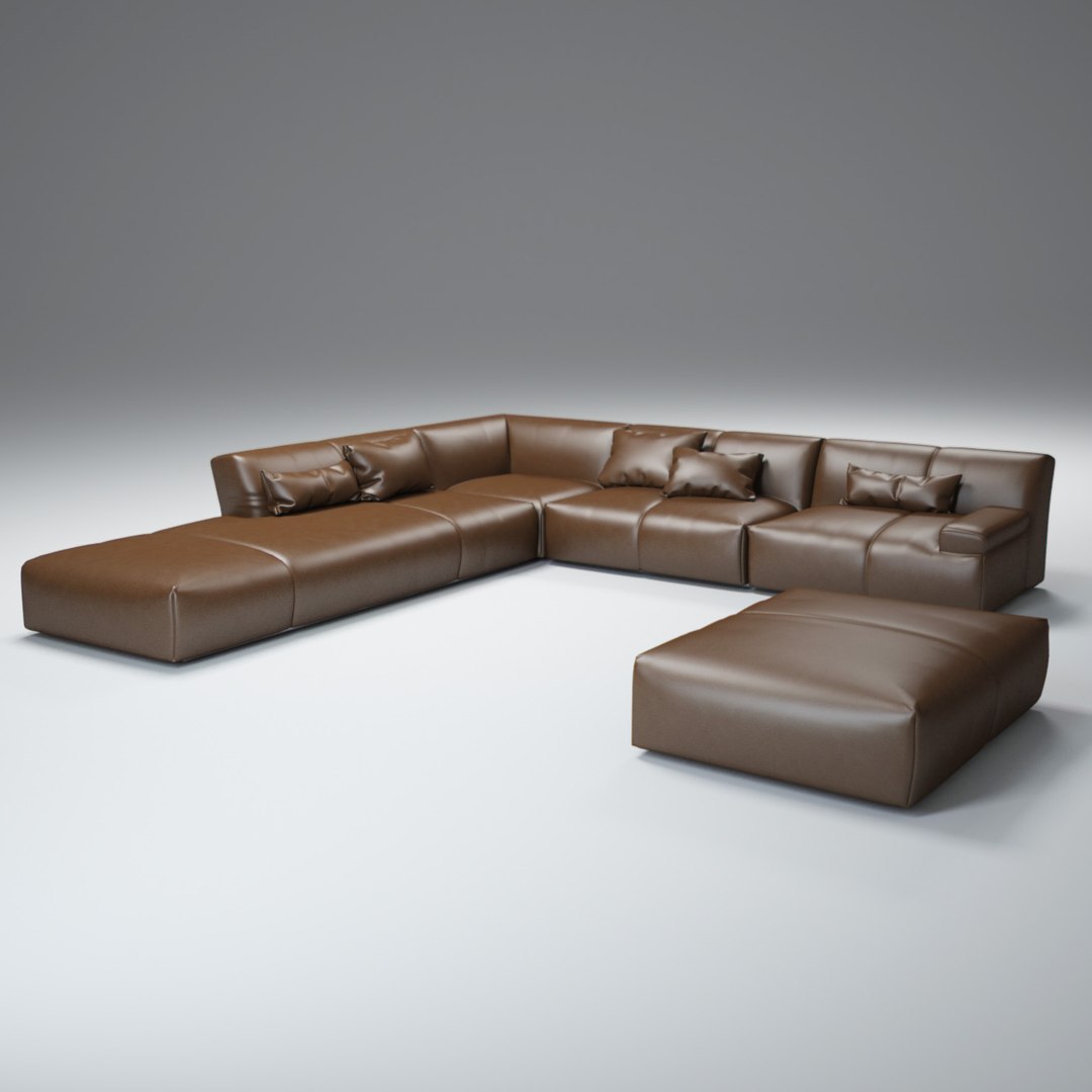 Fendi-leather-sofa 3d Model