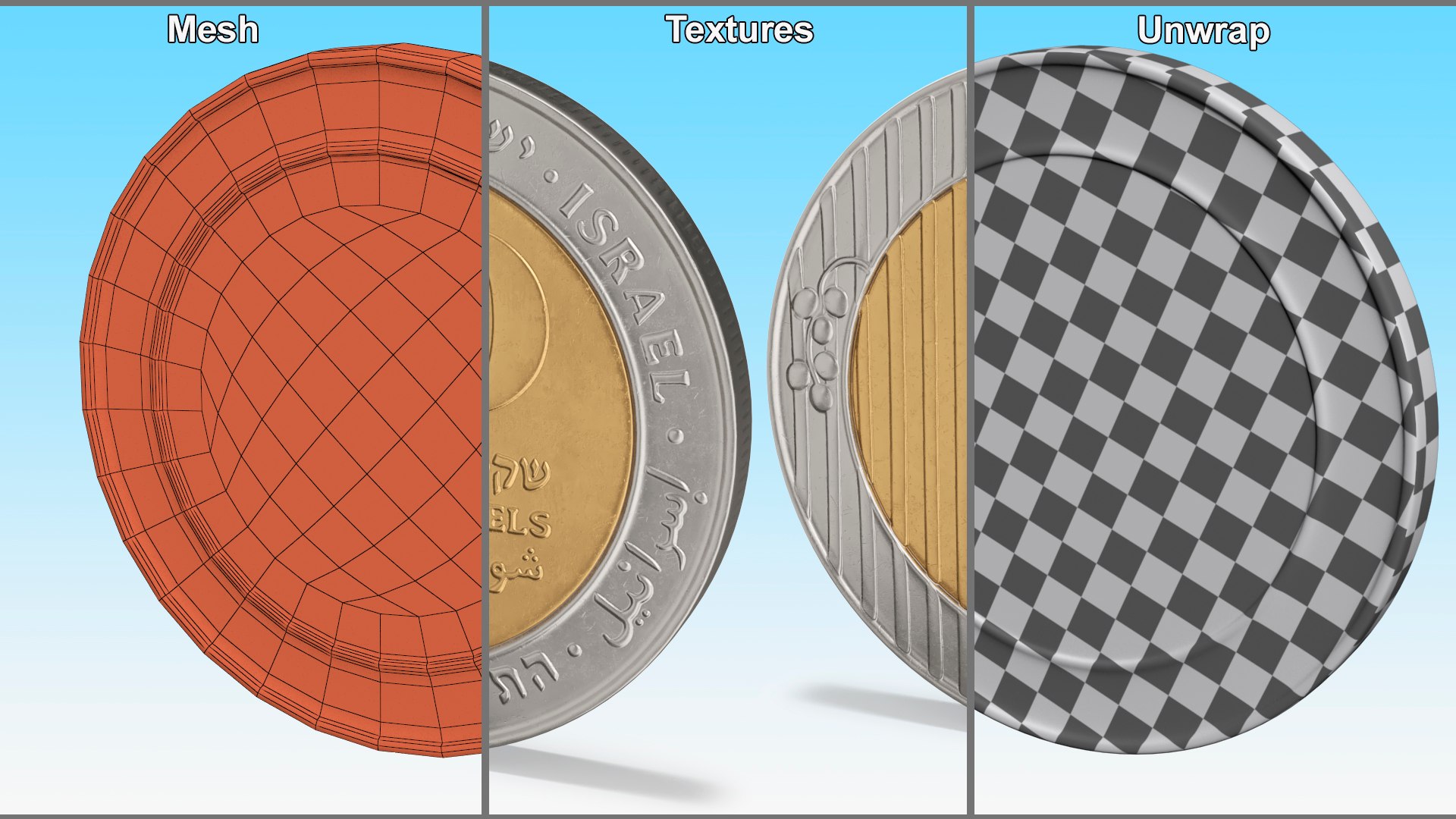 Israeli 10 New Shekel Coin 3D Model - TurboSquid 2189637