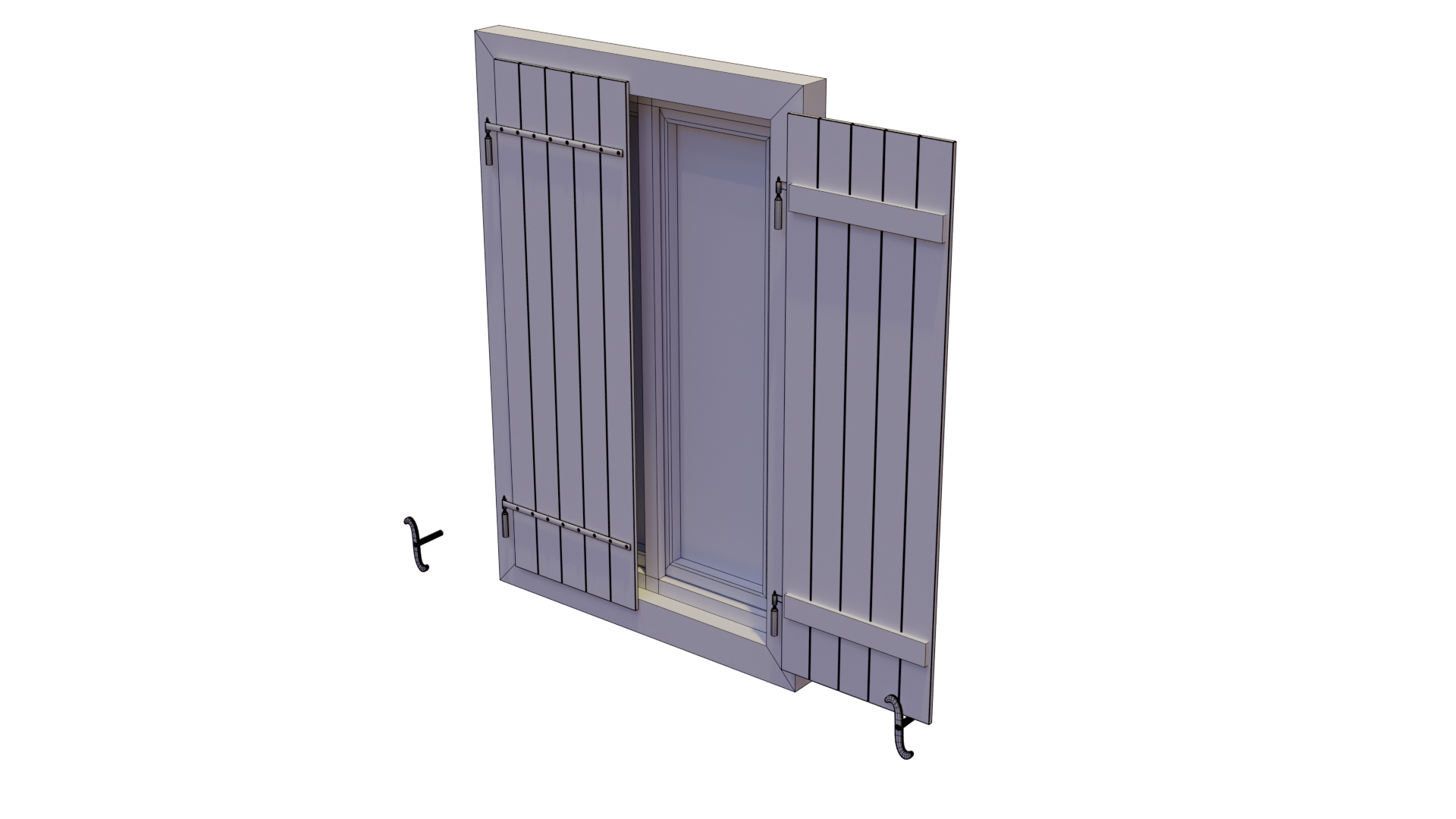 3D model Wooden Shutter with Window - TurboSquid 1825036
