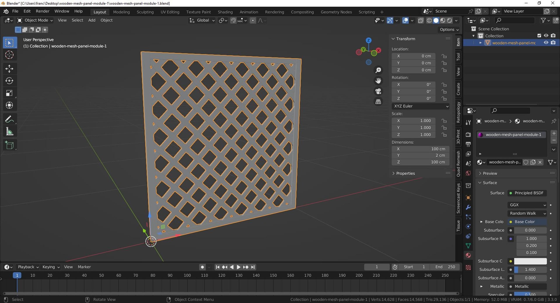 3D Wooden Mesh Panel Module 1 - TurboSquid 2060331