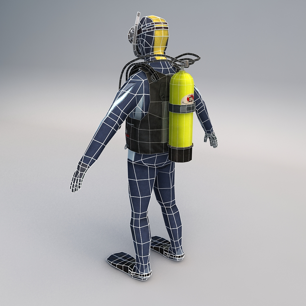 character scuba diver 01 3d model