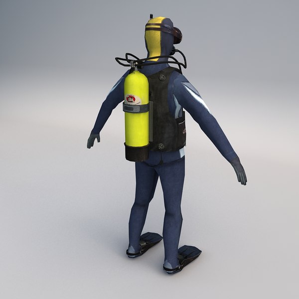 character scuba diver 01 3d model