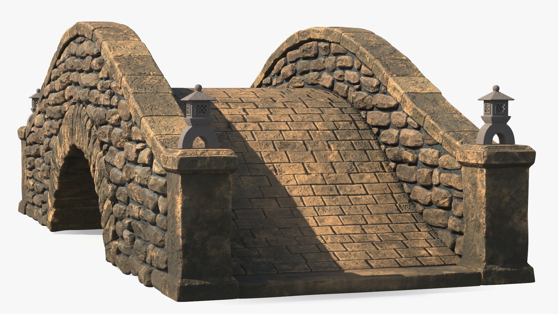 Stone Arch Bridge With Lanterns 3D Model - TurboSquid 2340798
