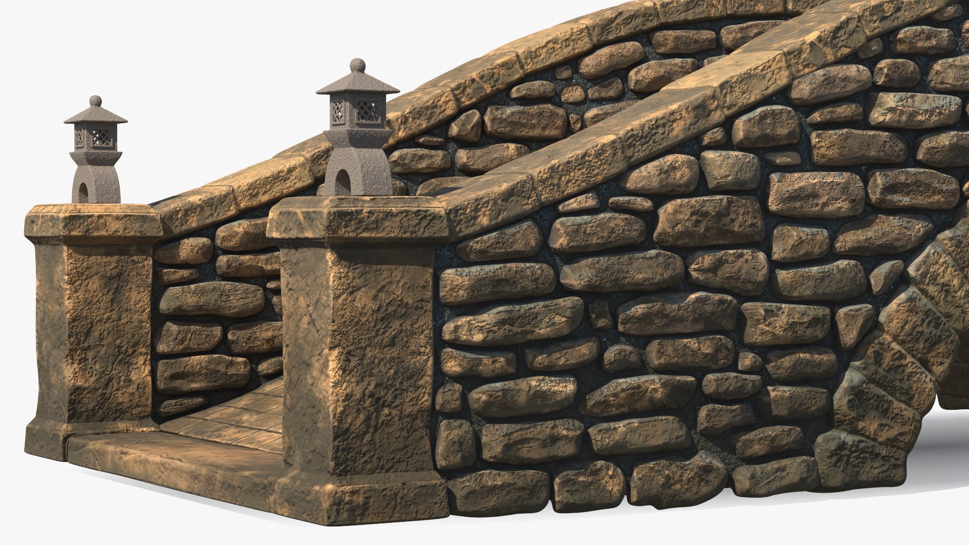 Stone Arch Bridge With Lanterns 3D Model - TurboSquid 2340798