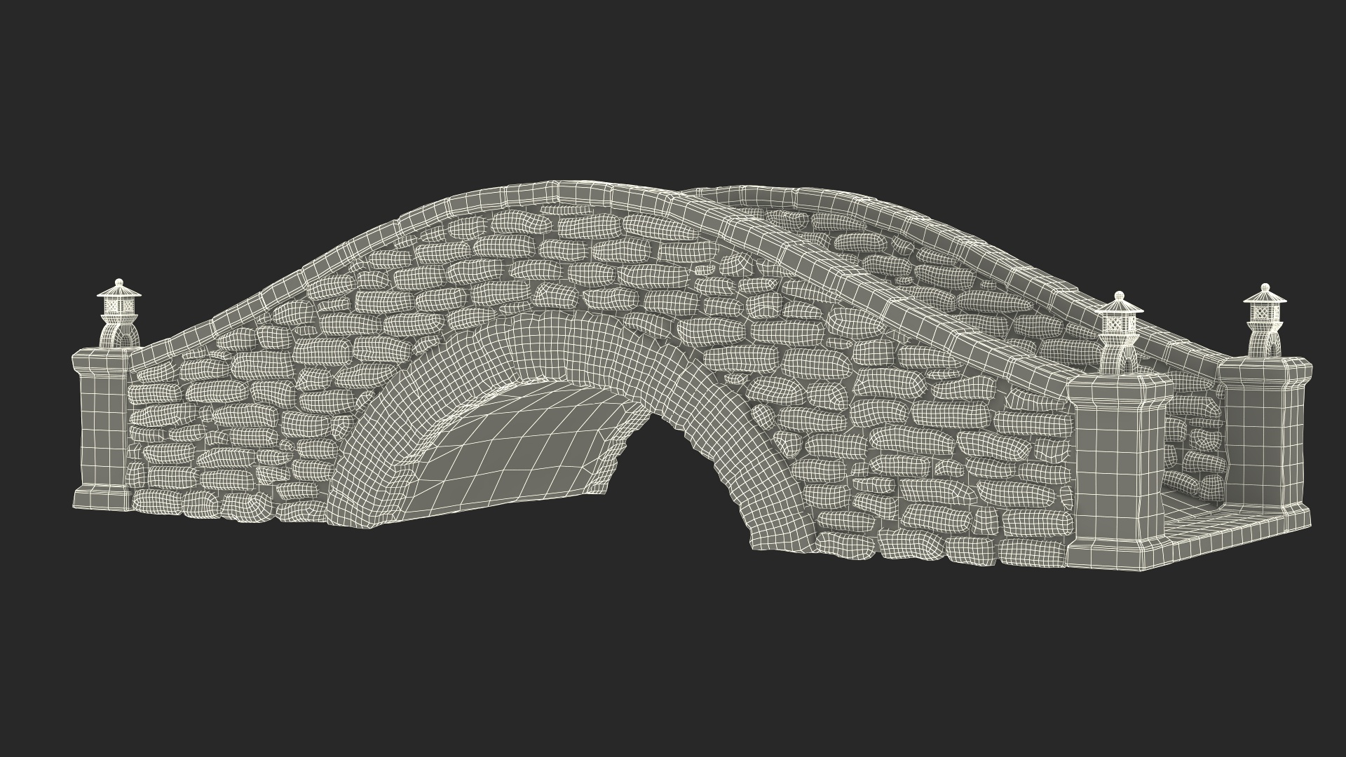 Stone Arch Bridge With Lanterns 3D Model - TurboSquid 2340798