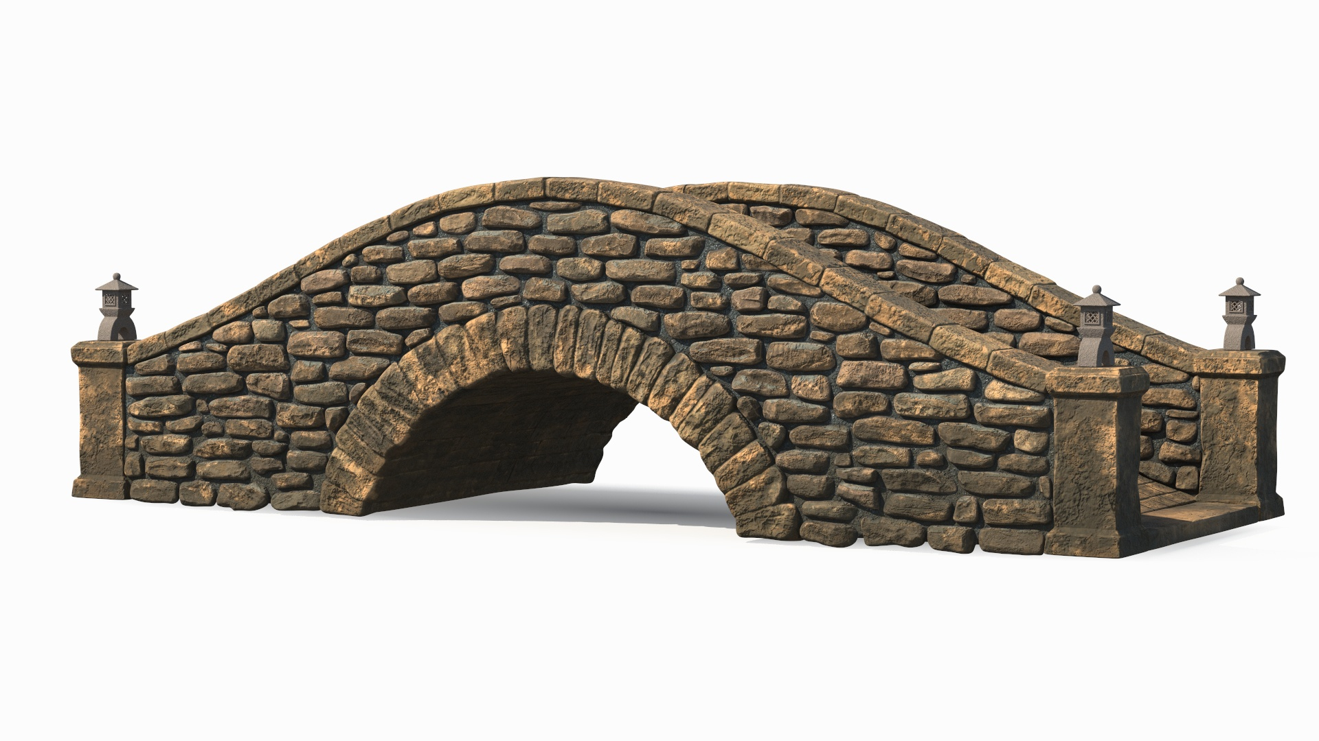 Stone Arch Bridge With Lanterns 3D Model - TurboSquid 2340798