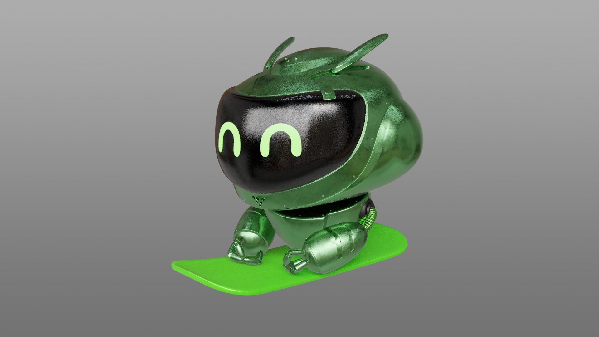 Green Robot Skateboard Character 3D Model - TurboSquid 2229389