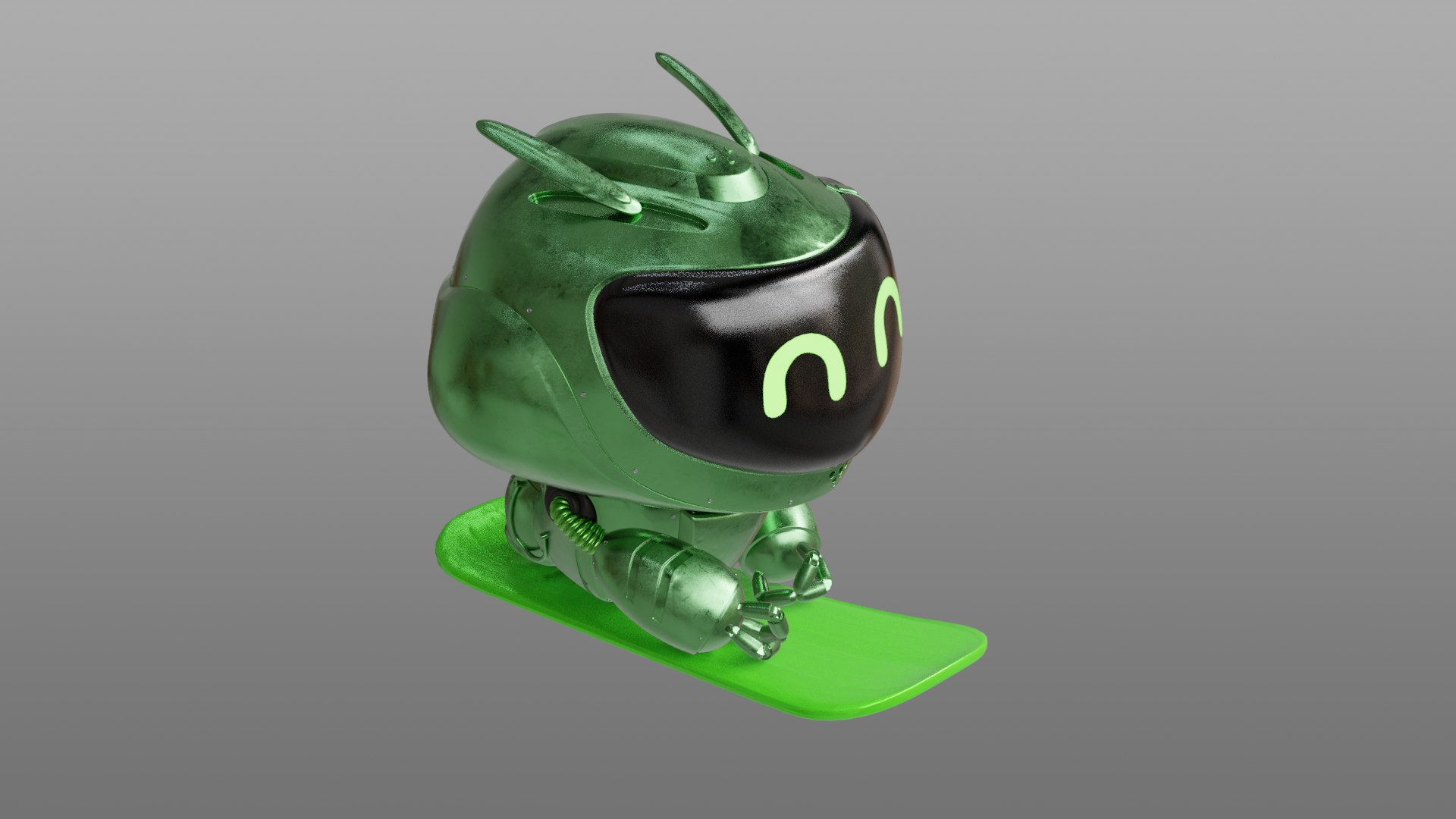 Green Robot Skateboard Character 3D Model - TurboSquid 2229389