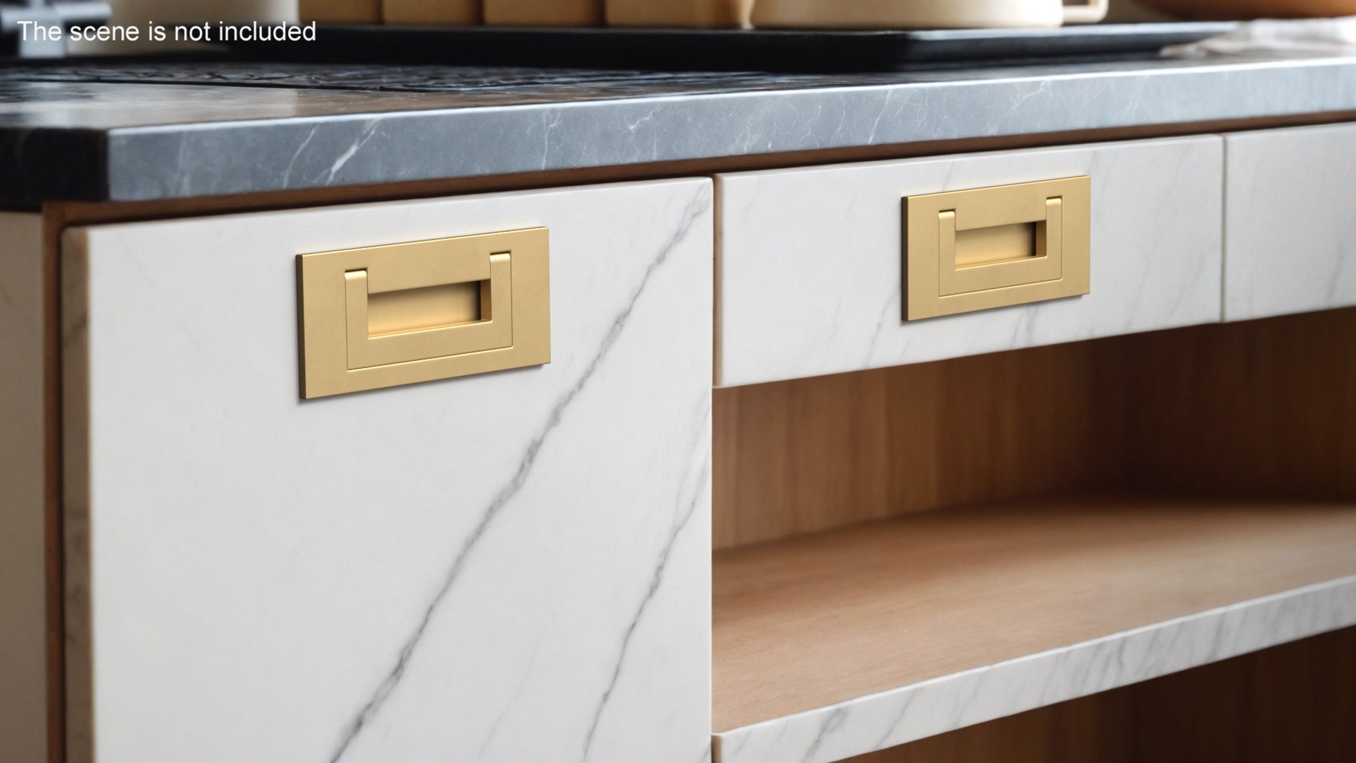 3D Kitchen Cabinet Handle Recessed Rectangular Bronze - TurboSquid 2225897