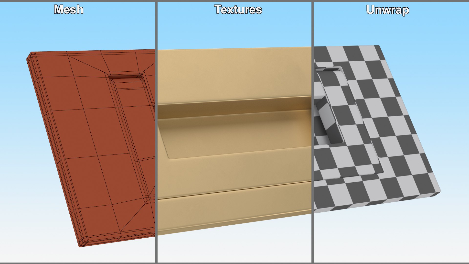 3D Kitchen Cabinet Handle Recessed Rectangular Bronze - TurboSquid 2225897