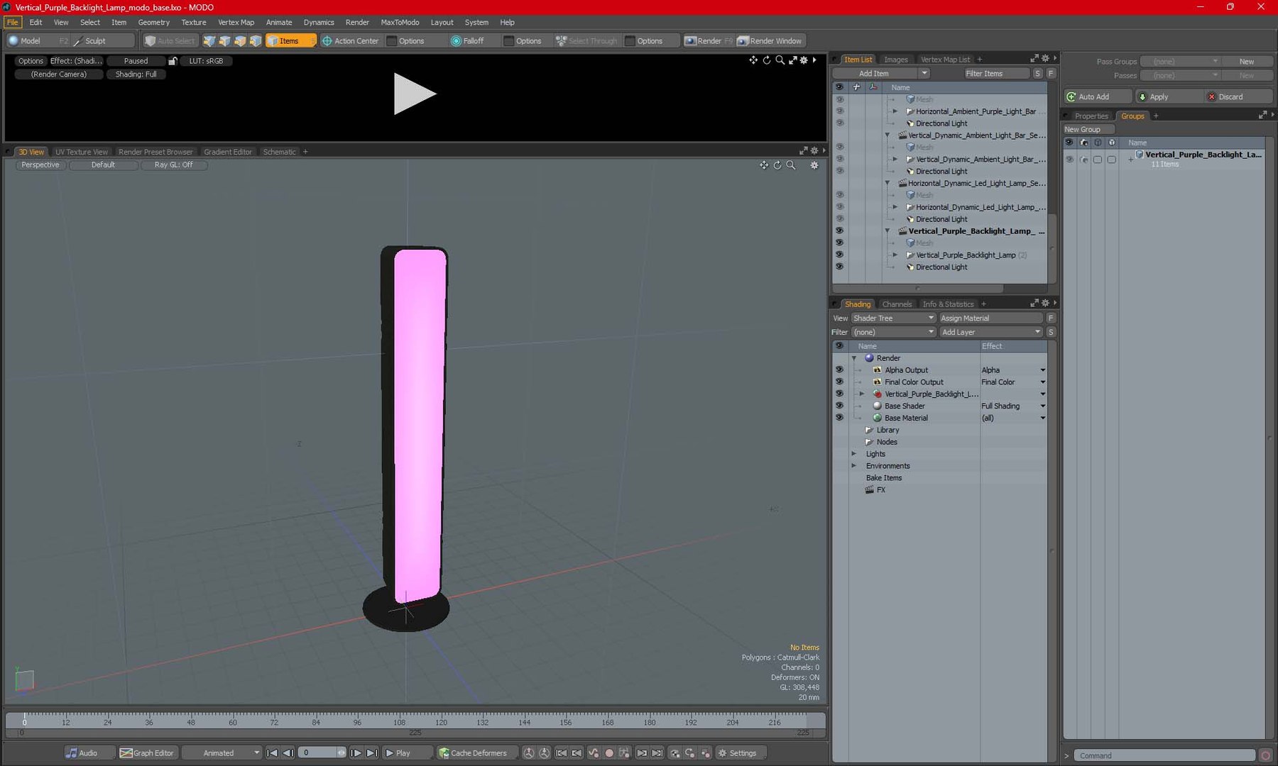 3D Vertical Purple Backlight Lamp - TurboSquid 2202037