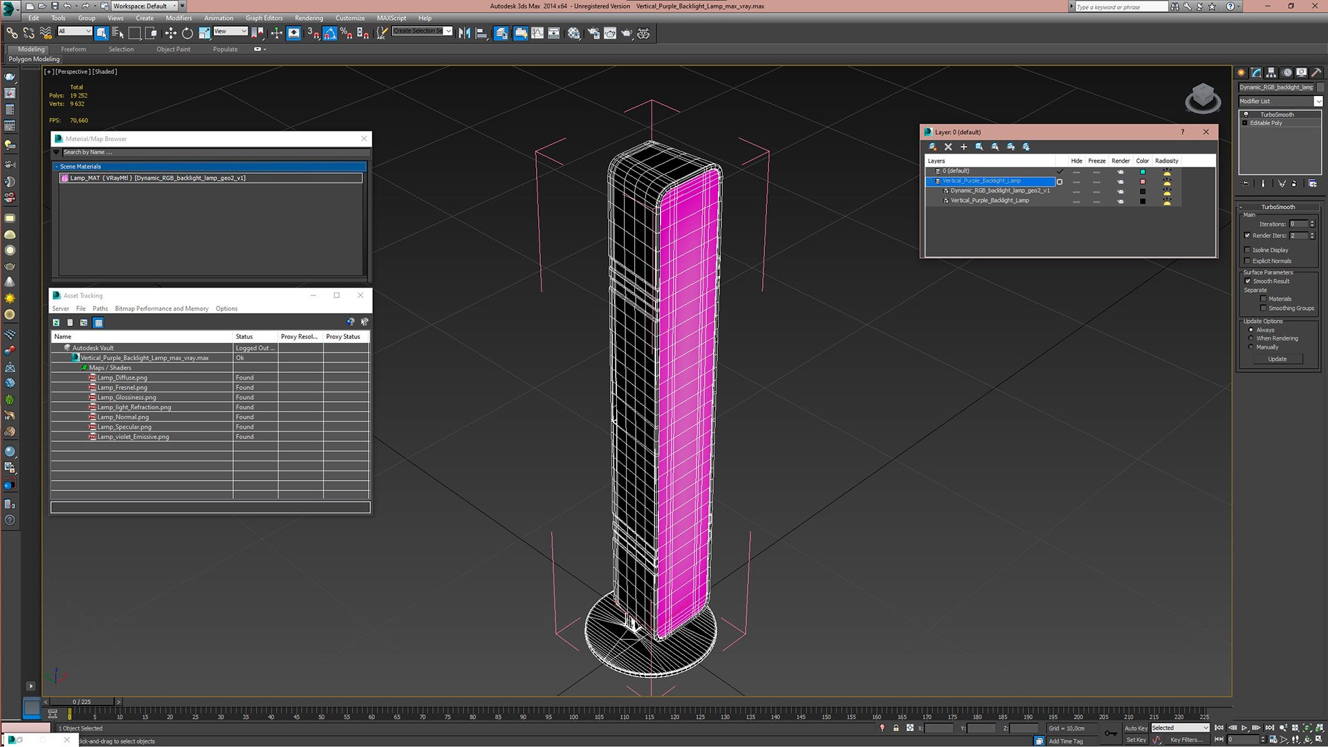 3D Vertical Purple Backlight Lamp - TurboSquid 2202037