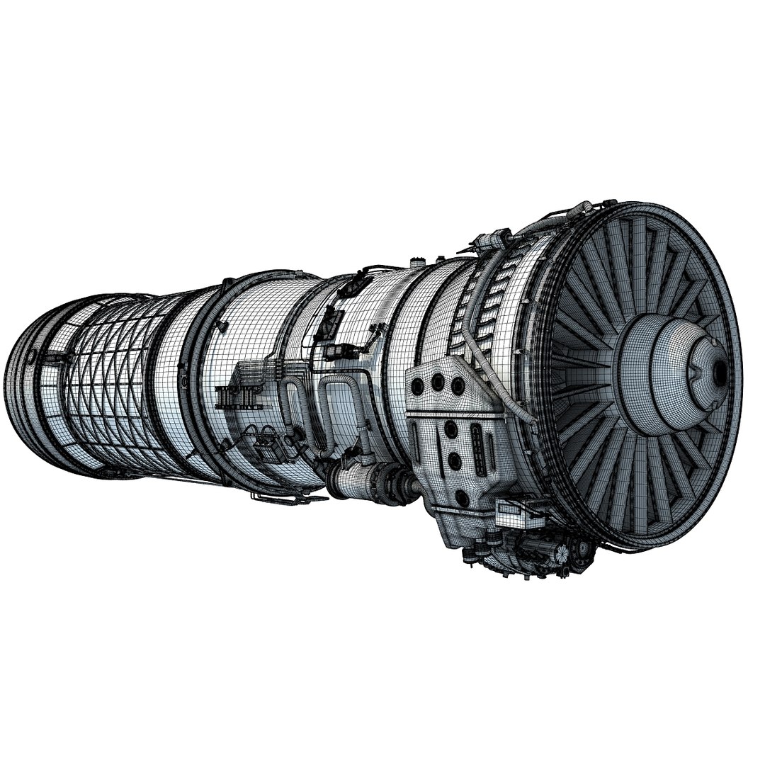 3d model pratt f100 afterburning turbofan engine