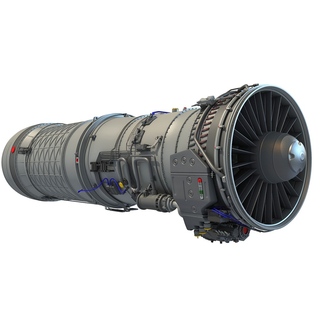 3d model pratt f100 afterburning turbofan engine