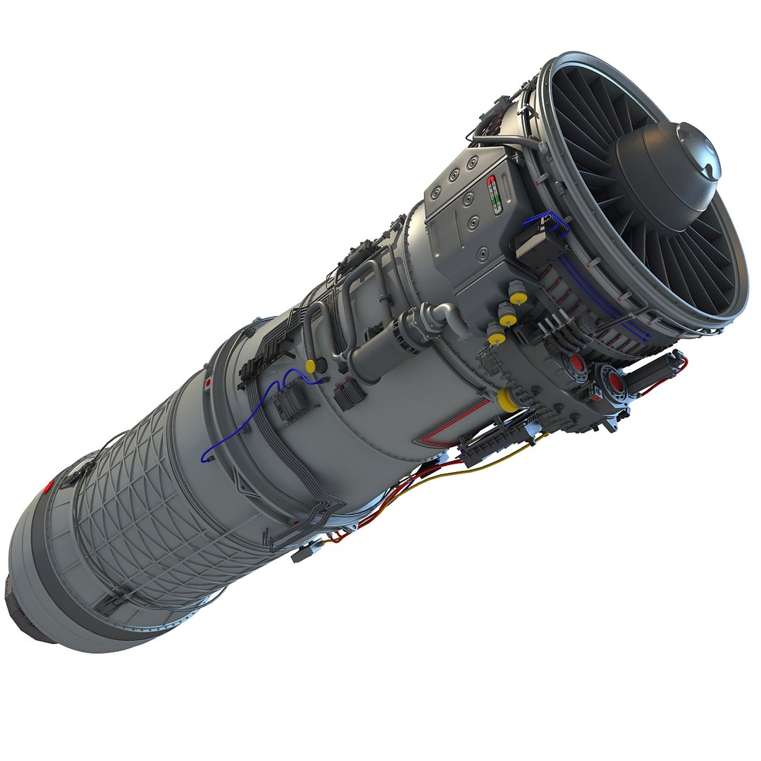 3d model pratt f100 afterburning turbofan engine