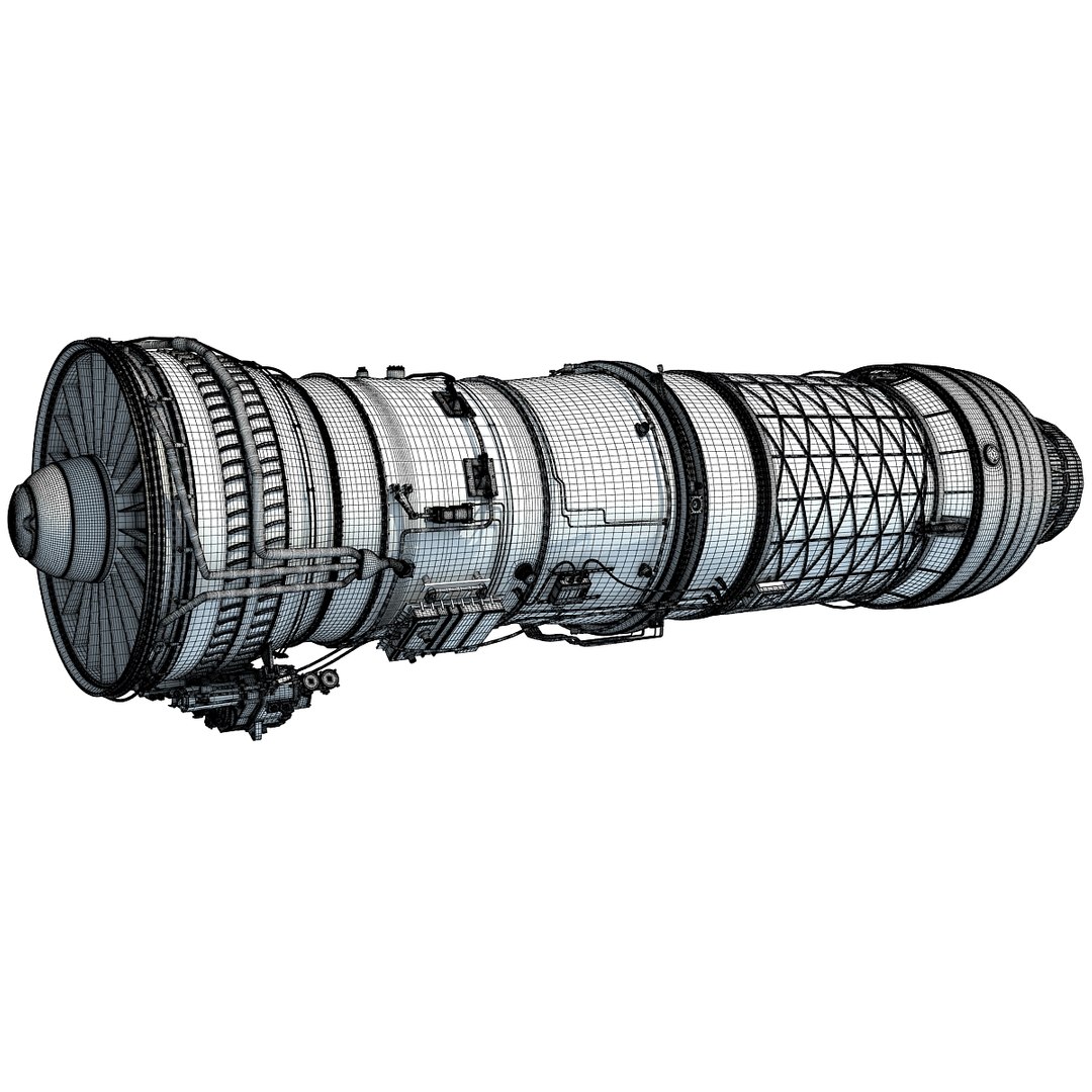 3d model pratt f100 afterburning turbofan engine