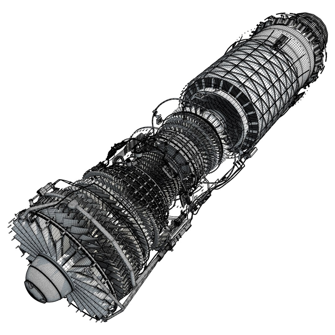 3d model pratt f100 afterburning turbofan engine