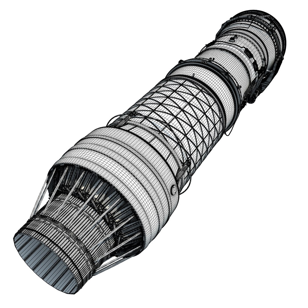 3d model pratt f100 afterburning turbofan engine